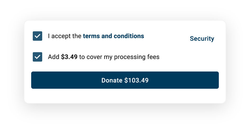 Online Payment Form: Processing fee donation checkbox